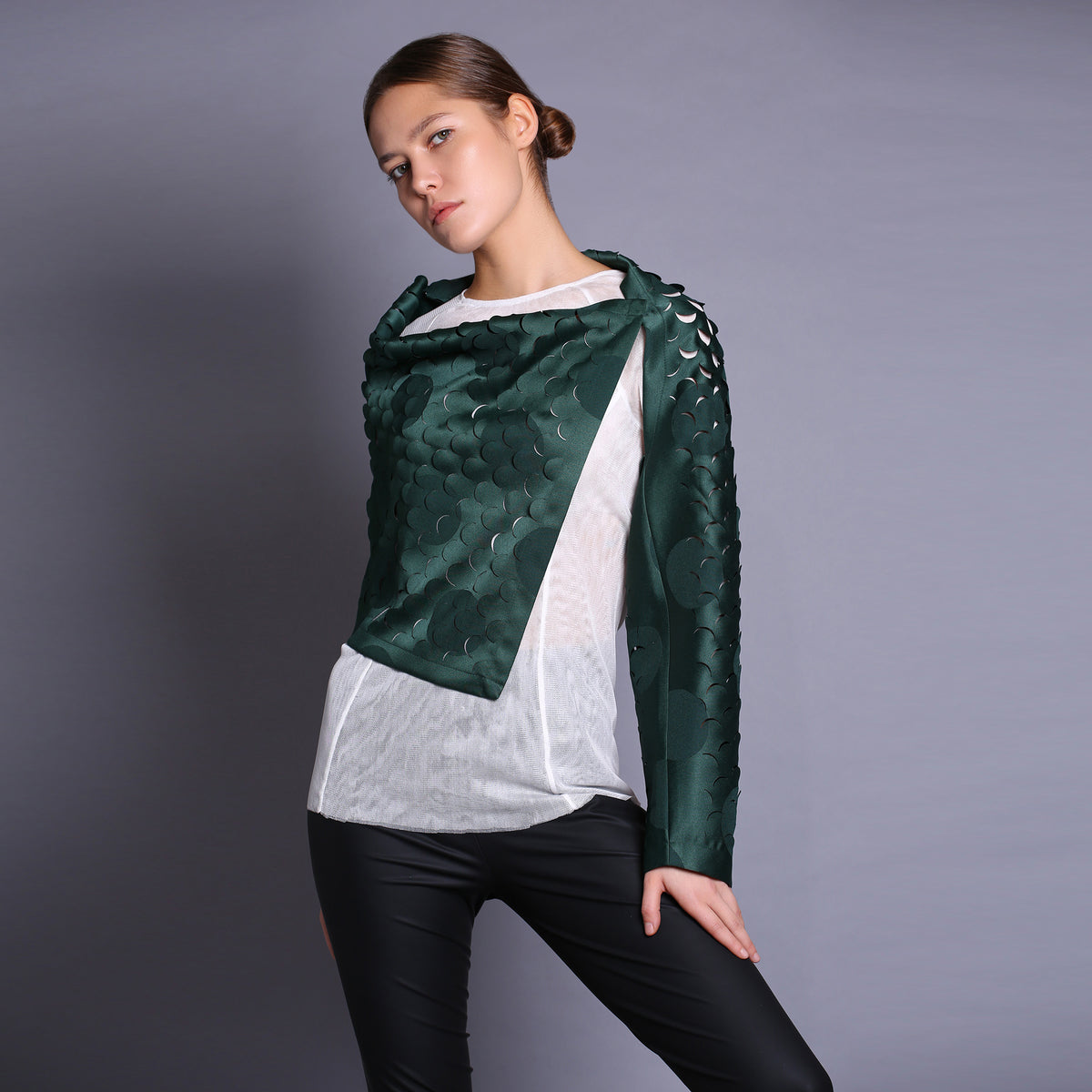 3D Green Taffeta Scarf – Silvia Șerban